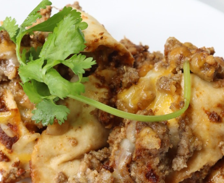 Skinny Layered Red Enchilada Casserole