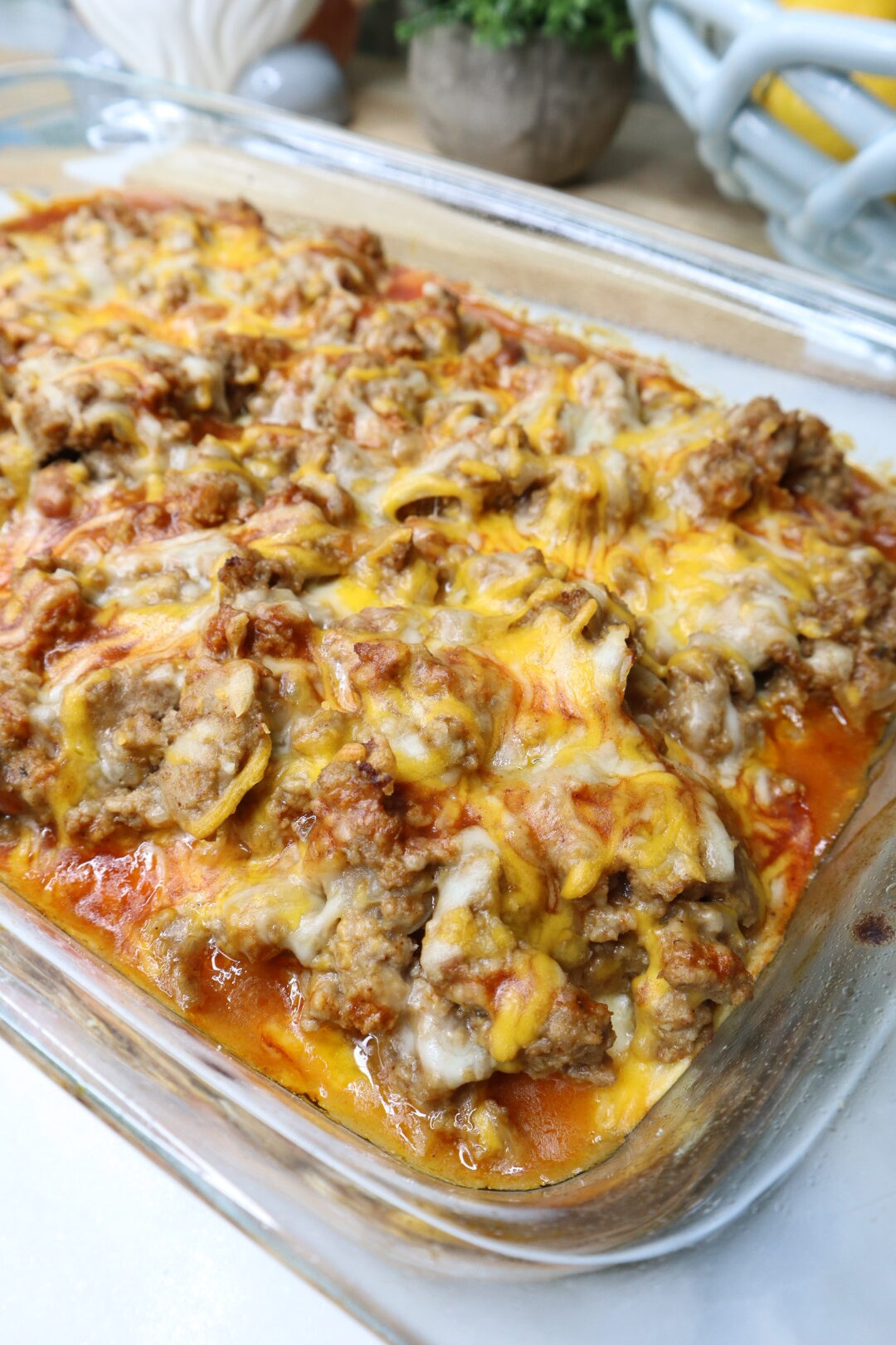 Skinny Red Enchilada Casserole - Cooking Katie Lady