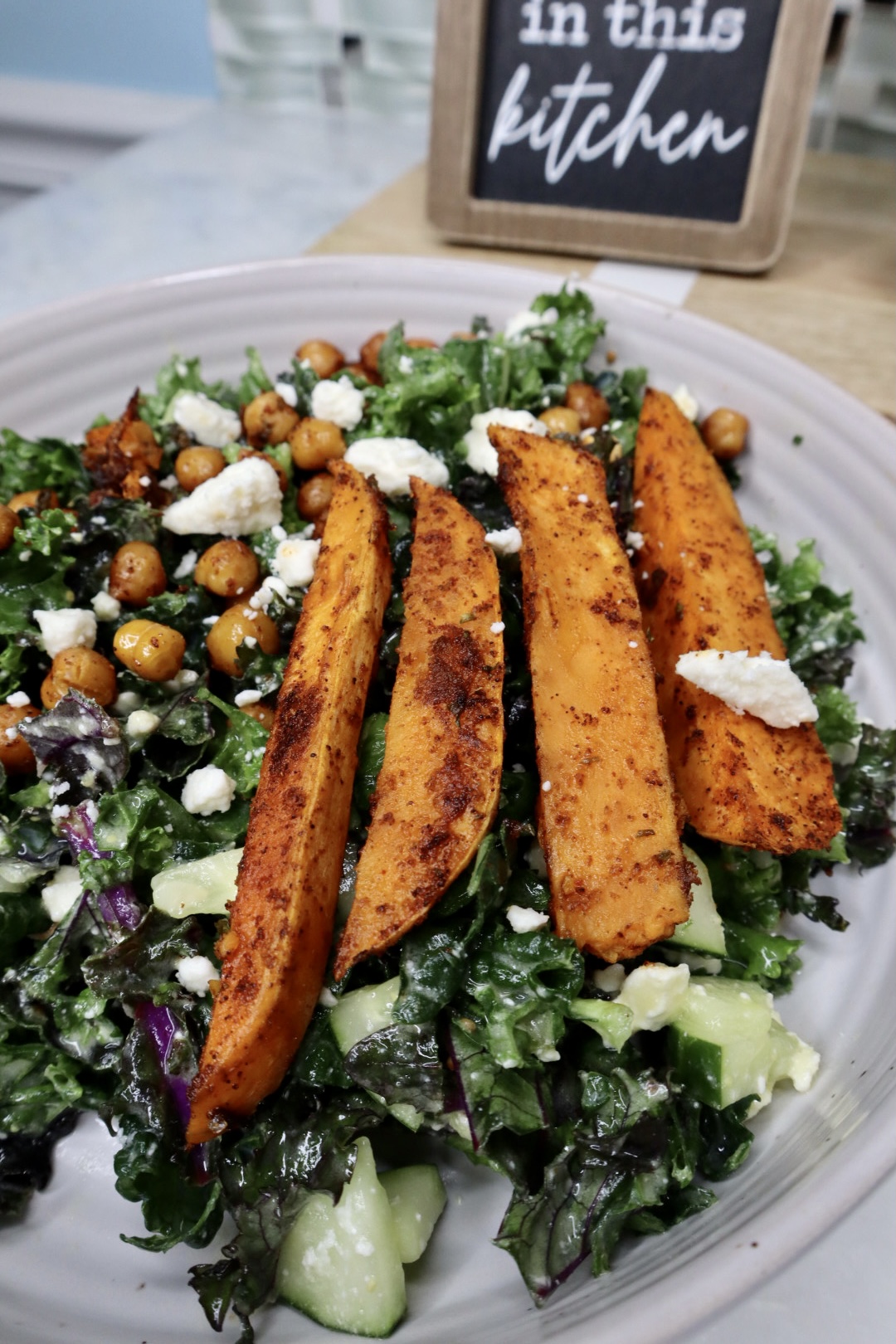 Roasted Sweet Potato & Chick Pea Salad - Cooking Katie Lady